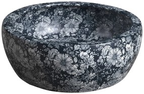 Sapho PRIORI keramické umyvadlo na desku, Ø 41 cm, modré květy