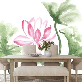 Samolepící tapeta akvarelový lotosový květ - 300x200 cm