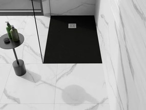 Mexen Stone+, obdélníková vanička z minerálního kompozitu 120 x 70 cm, černá matná, 44707012