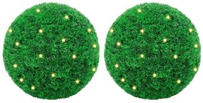 Umělé buxus koule s LED světly 2 ks zelené 35 cm 3335907