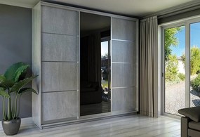Casarredo - Komfort nábytek Šatní skříň INDUSTRIAL 250 šedá/grafit zrcadlo