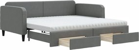 Válenda s přistýlkou a zásuvkami tmavě šedá 100 x 200 cm textil 3196876