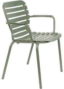 OnaDnes -20% Zelená kovová zahradní židle ZUIVER VONDEL s područkami