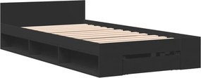Rám postele se zásuvkou černý 75 x 190 cm kompozitní dřevo 3280805