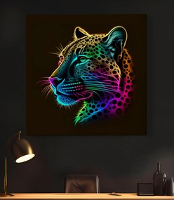 Obraz na plátně - Barevný zářící Gepard FeelHappy.cz Velikost obrazu: 100 x 100 cm