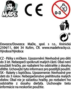 Rakety s míčkem / Hračka na zahradu / plast / síťkový obal / od 3 let