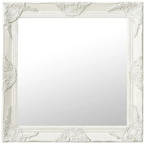 Nástěnné zrcadlo barokní styl 60 x 60 cm bílé 320332