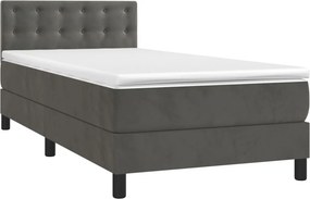 Box spring postel s matrací tmavě šedá 100x200 cm samet 3141528