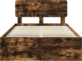 Rám postele Kouřový dub 135 x 190 cm Masivní borové dřevo 3412091
