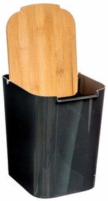 Koš na odpadky BAMBOU s bambusovým víkem, 5l, černá barva