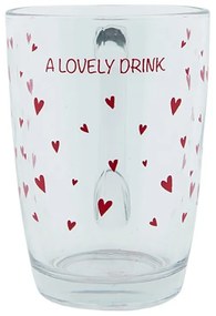 Skleněný hrnek s červenými srdíčky A Lovely Drink – 300 ml