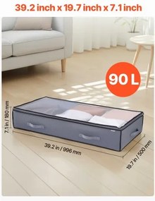 Úložný prostor pod postel s průhledným víkem, 996 × 500 × 180 mm VEVOR
