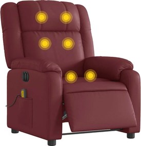 Elektrické masážní polohovací křeslo vínové umělá kůže 3205147