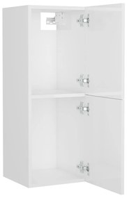 Set koupelnového nábytku II - nástěnný - s vysokou skříní - dřevotříska | bílý s vysokým leskem