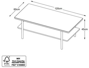 Designový konferenční stolek Zayleigh 120 cm vzor dub