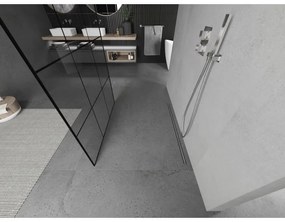Mexen Kioto, průchozí sprchová zástěna 120 x 200 cm, 8mm sklo čiré/černý vzor, 2x chromová stabilizační rozpěra, 800-120-002-01-77