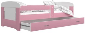 Dětská postel FILIP P1 COLOR 180x80, včetně ÚP, bílý/růžový