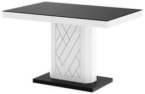 Jídelní stůl RIVIA 120 (černá mat/bílá lesk/černá mat)