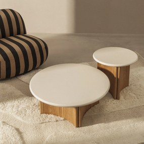 Odkládací stolek Marlo 50 cm krémový/dub přírodní