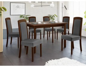 Rozkládací stůl se 6 židlemi - AL26, Barva dřeva: bílá-L, Potah: Zetta 297