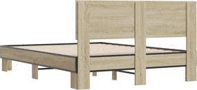 Rám postele dub sonoma 140 x 190 cm kompozitní dřevo a kov 3280213