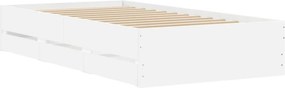 Rám postele se zásuvkami bílý 100 x 200 cm kompozitní dřevo 3207287