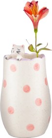 Bílá váza z dolomitu (výška 18 cm) Peeking Cat – Sass &amp; Belle