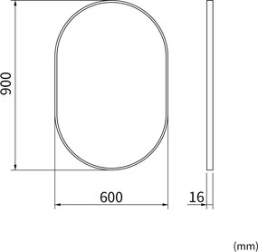 Erga Oval, oválné zrcadlo 60x90cm, černý rám, ERG-V01-OVAL-6090-BK