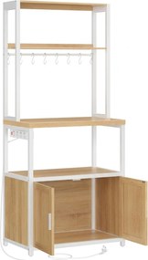 Kuchyňský regál Vasagle Nori 60 cm se zásuvkou bílý/hnědý