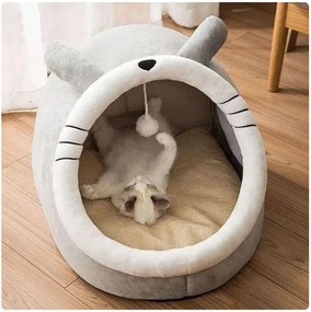 Roztomilý pelíšek pro kočky s chlupatou bambulkou na hraní Varianta: D, Velikost: L
