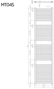 Mereo otopný žebřík rovný 450x1850 mm středové připojení bílý MT04S