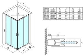 Gelco Sigma Simply Sprchové dveře posuvné 80 cm, chrom/čiré sklo, GS2180
