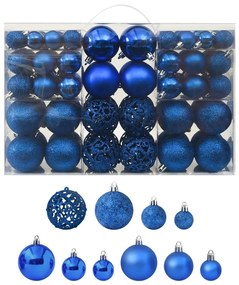 Sada vánočních baněk 100 kusů modrá