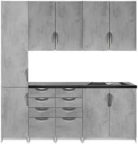 Kuchyně Macháček kuchyňská linka 200 cm barva beton korpus šedý