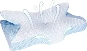 Powerton ERGO LUNIA bílo-světle modrá / Ergonomický polštář / PU pěna