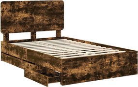 Rám postele s čelo Kouřový dub 135 x 190 cm Inženýrské dřevo 3412606