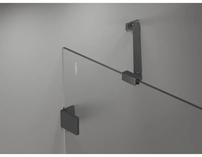 Mexen Lunar, pětiúhelníkový sprchový kout naklápěcí doleva 90 x 90 cm, 8mm čiré sklo, pistolově šedý kartáčovaný - 831-090L-090P-66-00-L