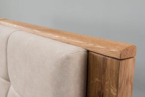 Dubová postel Denver - krémové čelo  , Dub přírodní, 180x200 cm