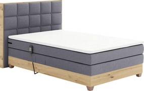 Elektrická polohovací postel, boxspring, tmavě šedá/dub artisan, 120x200, TIANA
