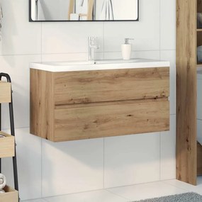 Umyvadlová skříňka s vestavěným umyvadlem a baterie dub artisan 3328936