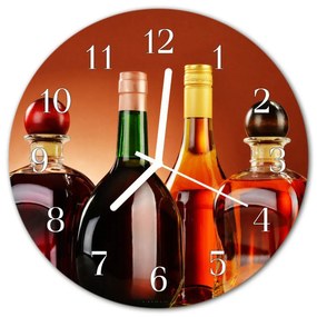 Nástenné skleněné hodiny alkoholy fi 30 cm
