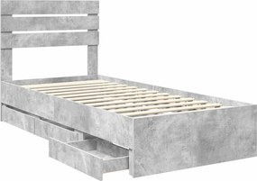 Rám postele s čelo Betonově šedá 75 x 190 cm Inženýrské dřevo 3411541