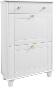 HOMCOM Úzký Botník do Předsíně se 2 Sklápěcími Zásuvkami a 1 Vyndavací Zásuvkou pro 8 Párů Bot 60x23,5x98,5 cm Bílý
