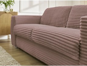 Růžová manšestrová pohovka na každodenní spaní/rozkládací 220 cm Hugo – Bobochic Paris
