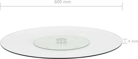 vidaXL Otočný servírovací tác transparentní 60 cm tvrzené sklo [249498]
