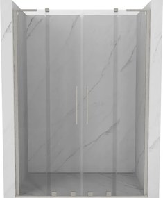 Mexen Velar L Duo, posuvné sprchové dveře do otvoru 140 cm, 8mm čiré sklo, broušená ocel, 871-140-003-02-97