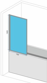Vanová zástěna REA LAGOS-1 FIX 70 cm, černá/transparent