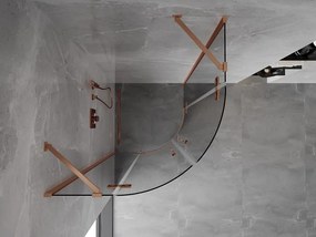Mexen Mist, půlkruhový výklopný sprchový kout 100 x 100 cm, čiré sklo, měděný matný profil, 8A33-100-100-65-00
