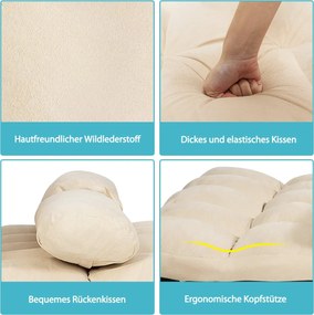 Costway Rozkládací pohovka s 2 polštáři Rozkládací pohovka s 6 nastavitelným