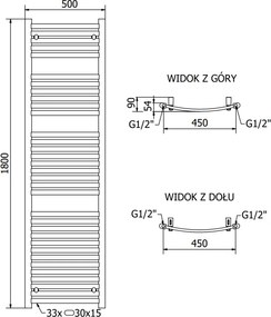 Mexen Helios, topné těleso 1800 x 500 mm, 850 W, černá, W103-1800-500-00-70